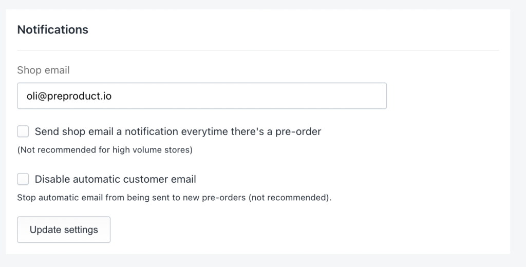 How to turn off automatic emails to customers - PreProduct